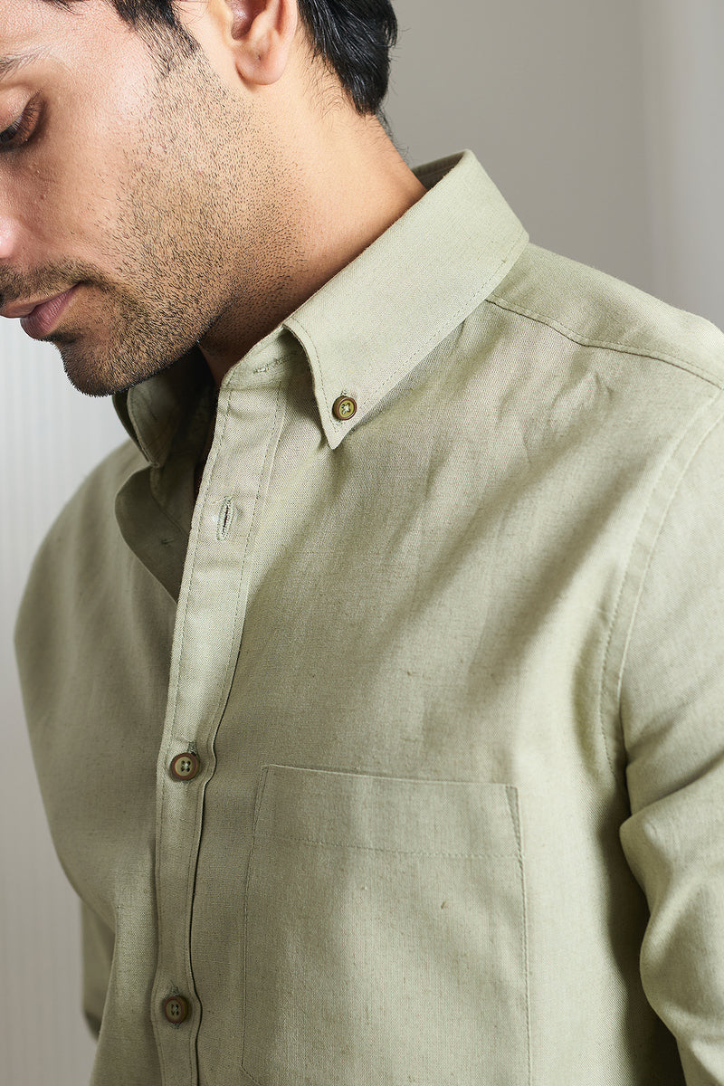 Buy Sage Green Cotton Linen shirts | Beyours