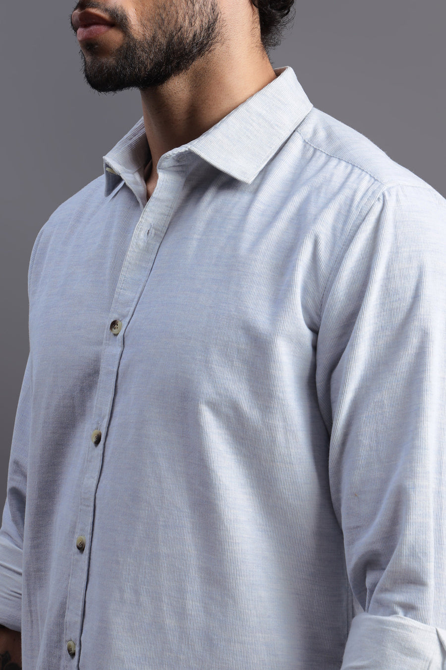Buy Powder Blue Corduroy Shirt | Beyours