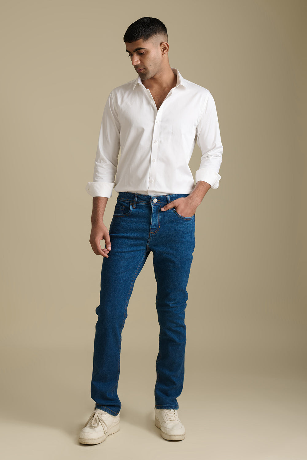 Buy Mid Blue Denim Jeans from Beyours
